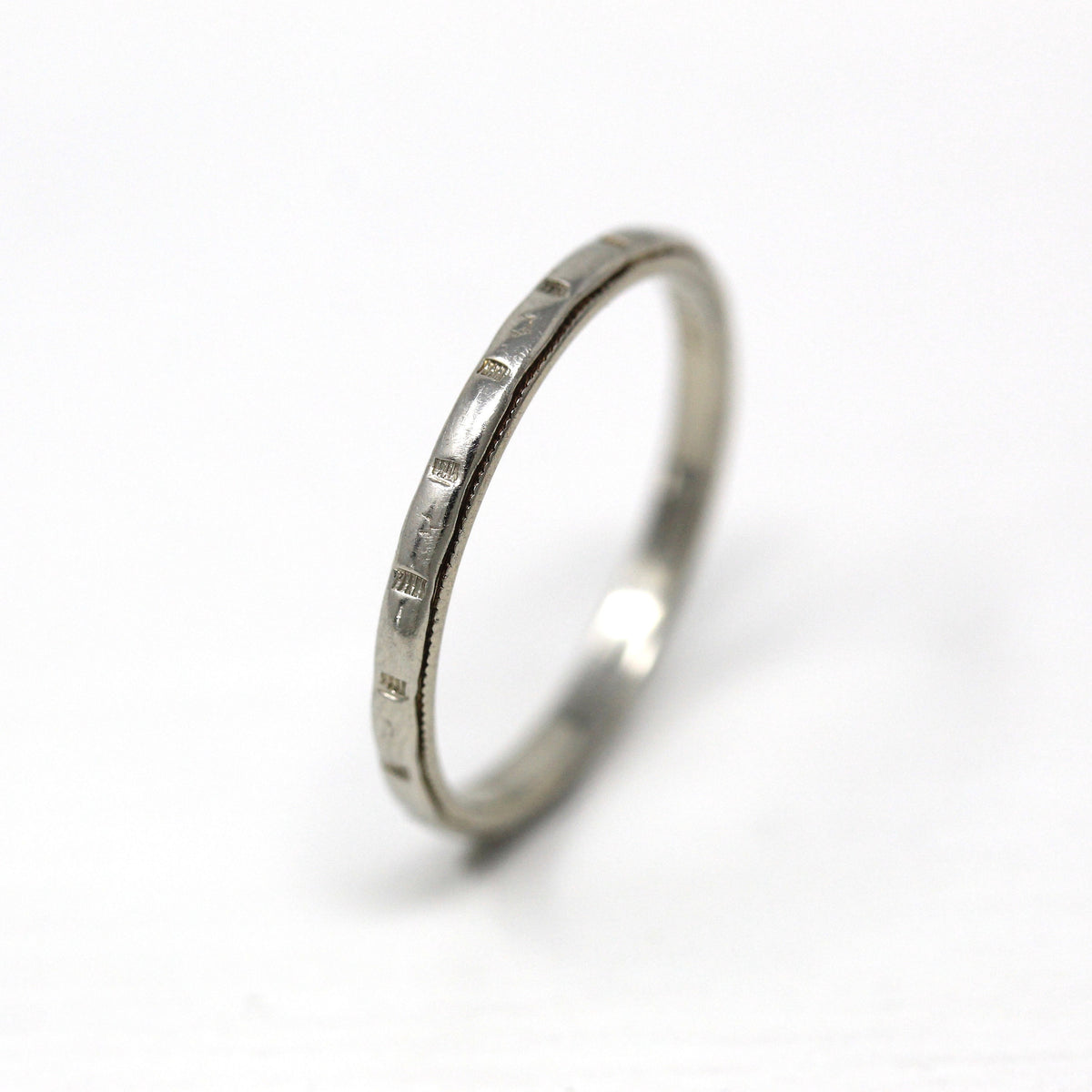 Sale - Dated 1932 Band - Art Deco 18k White Gold Engraved Initials Mil ...