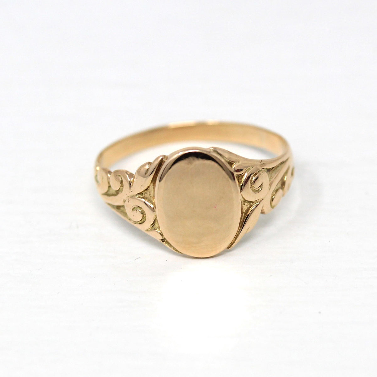 Blank Signet Ring - Edwardian 10k Yellow Gold Blank Engrave Initials ...