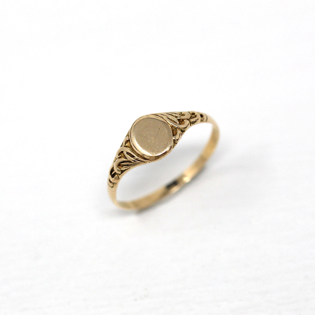 Blank Signet Ring - Edwardian 10k Yellow Gold Engrave Letters Initials ...