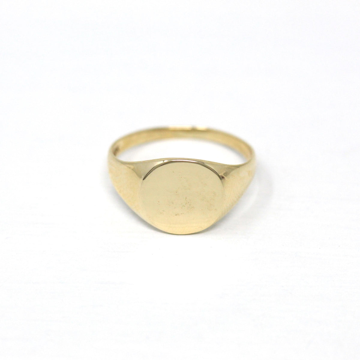 Blank Signet Ring - Retro 10k Yellow Gold Round Personalize Engrave Le ...