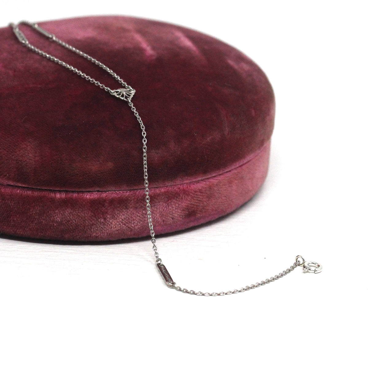 Antique Lorgnette Chain - Art Deco Sterling Silver Spring Ring Necklac ...