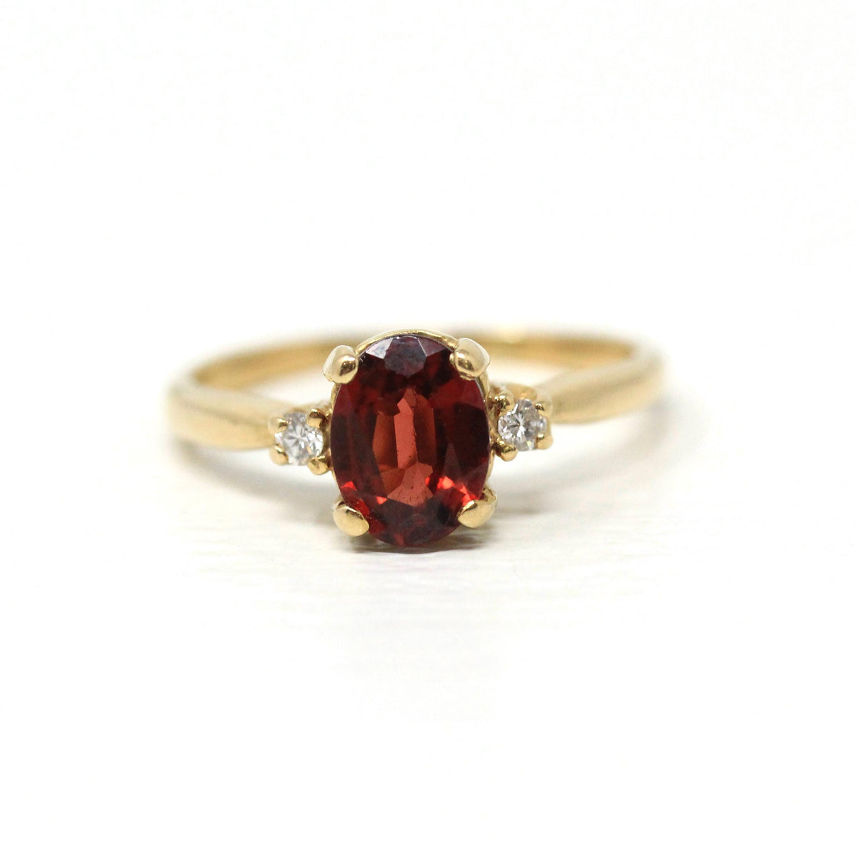 Genuine Garnet Ring - Modern Estate 14k Yellow Gold Oval Cut Red Gemst ...