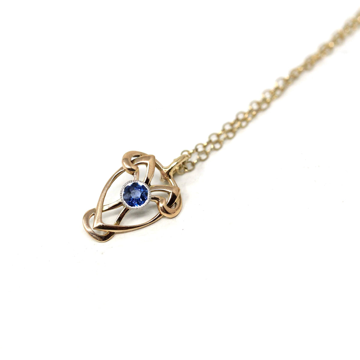Antique Sapphire Charm - Edwardian 14k Yellow Gold Handmade Natural Bl ...